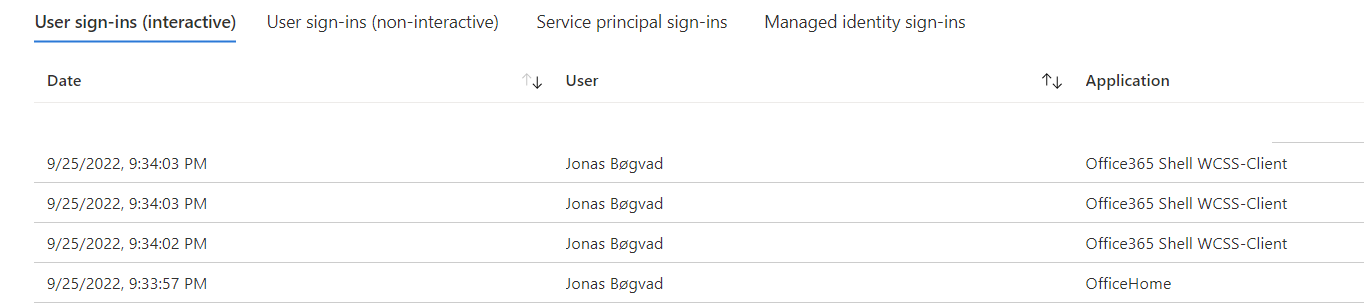 Examine the Sign-in logs