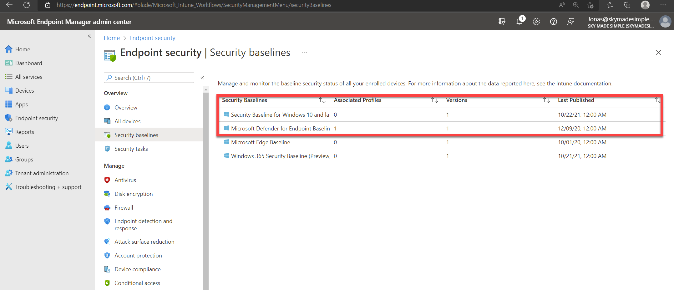 Security Baselines In Intune For Windows